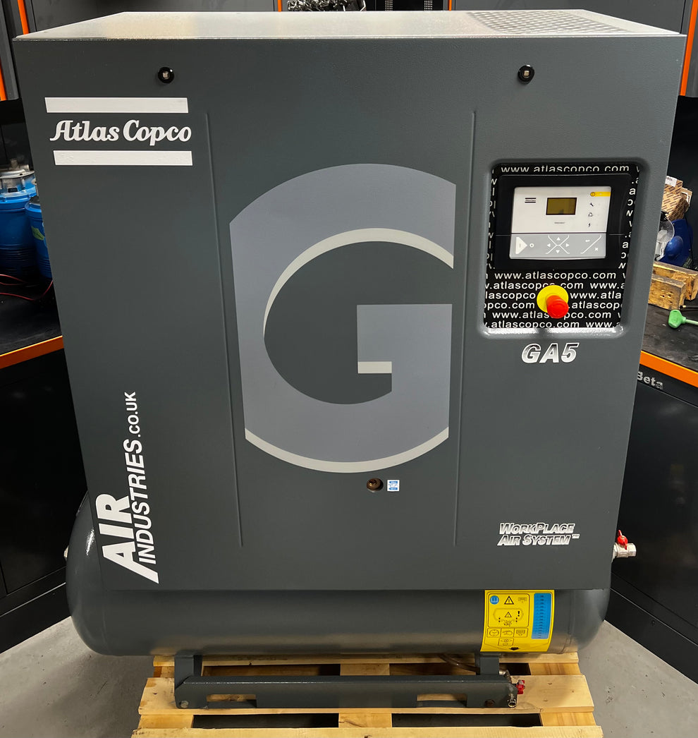 Atlas Copco GA5 Receiver Mounted Rotary Screw Compressor (5.5Kw, 31.7C ...