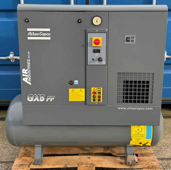 Atlas Copco GX5FF Receiver Mounted Rotary Screw Compressor With Dryer ...
